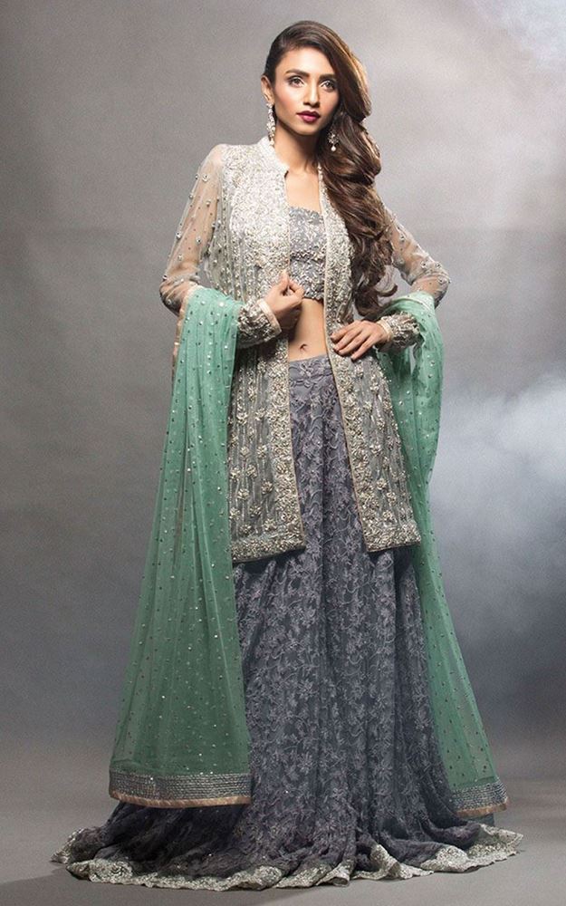 Grey jacket with charcoal grey dhaka