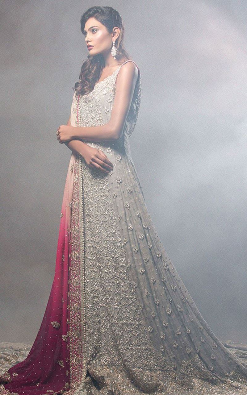 Ash grey fully embellished dress